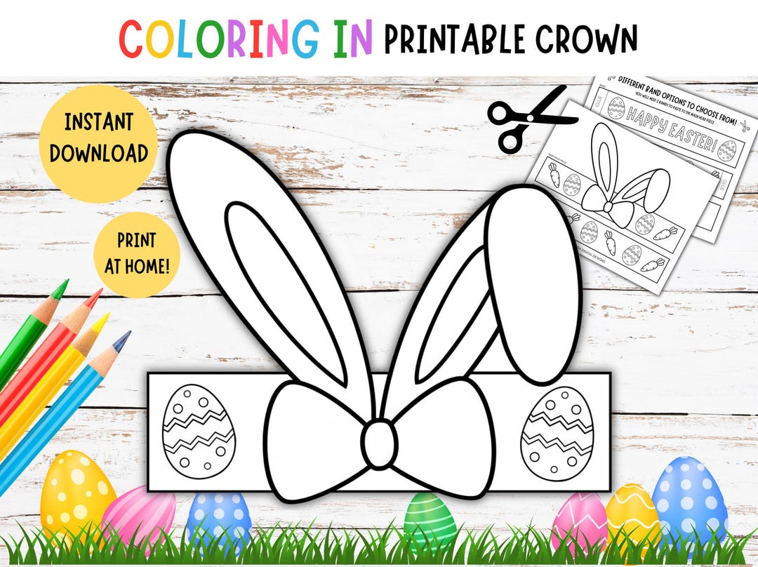 Bunny Ears Paper Crown! PRINTABLE Easter Coloring Crown! Kids Easter ...