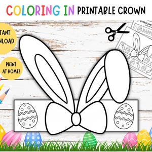 Bunny Ears Paper Crown! PRINTABLE Easter Coloring Crown! Kids Easter ...