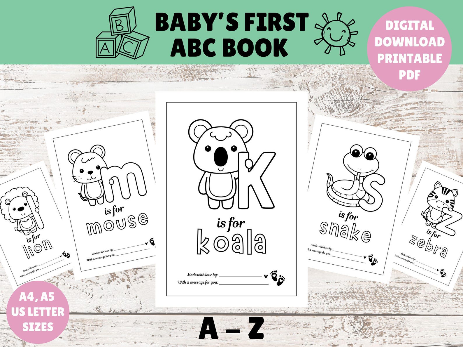 ABC Book - Baby's First ABC Book - Printable PDF Digital Download ...