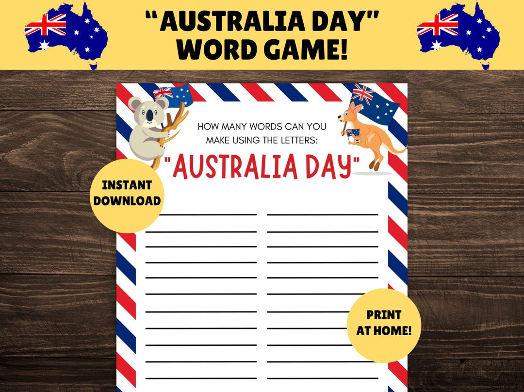 Australia Day Word Game! PRINTABLE Australia Day Activity Game ...