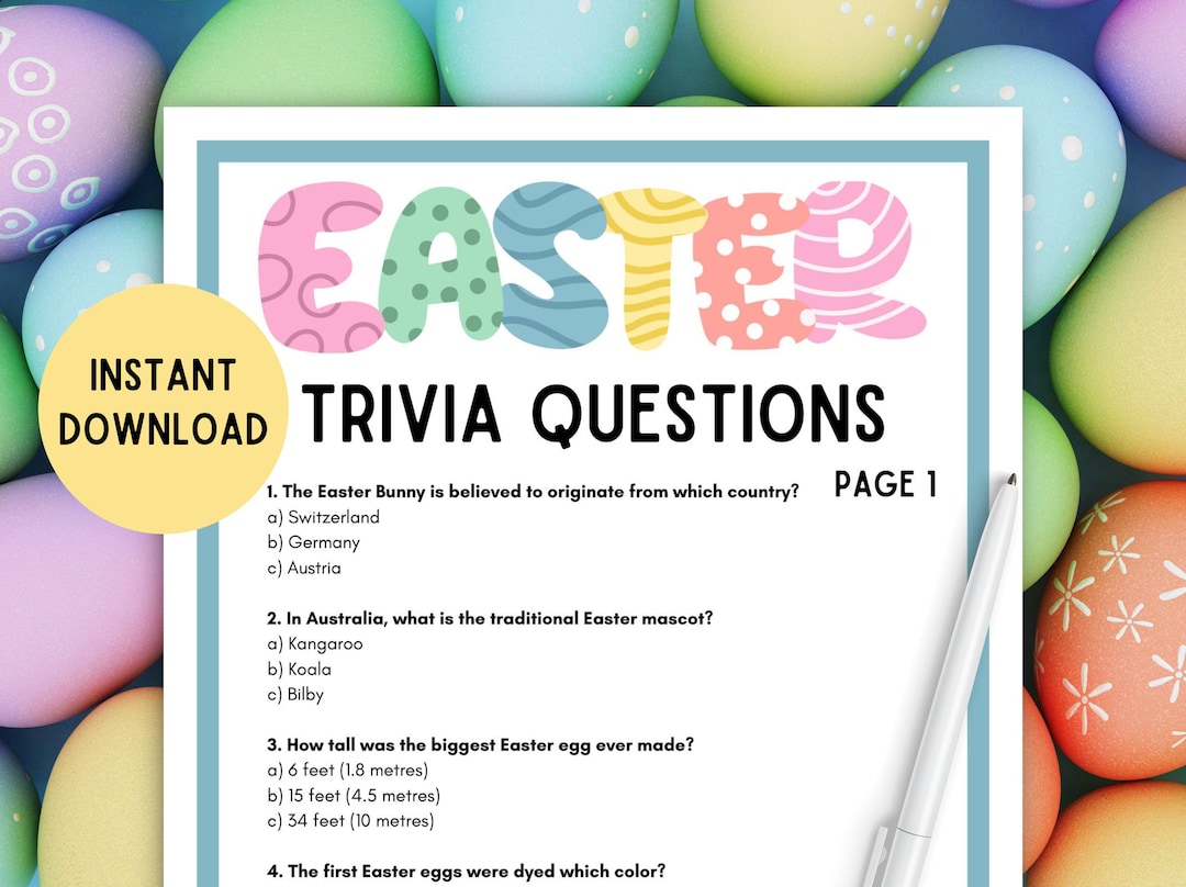 Easter Trivia Questions! PRINTABLE Easter Game, Easter Trivia, Easter ...