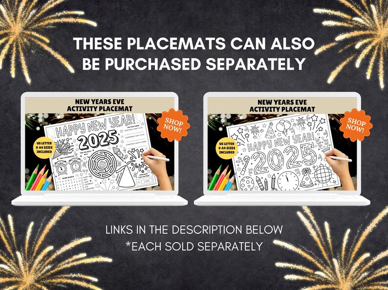 New Years Eve Activity Placemats for Kids - PRINTABLE New Years ...