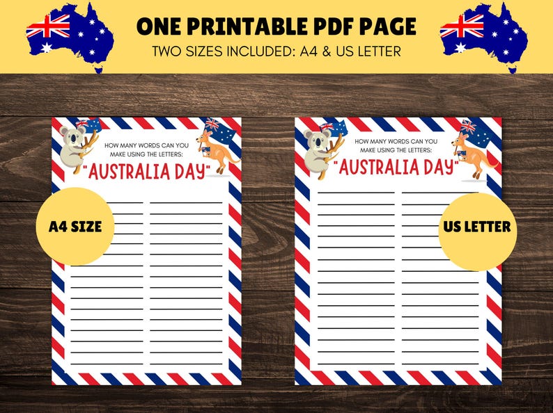 Australia Day Word Game! PRINTABLE Australia Day Activity Game ...