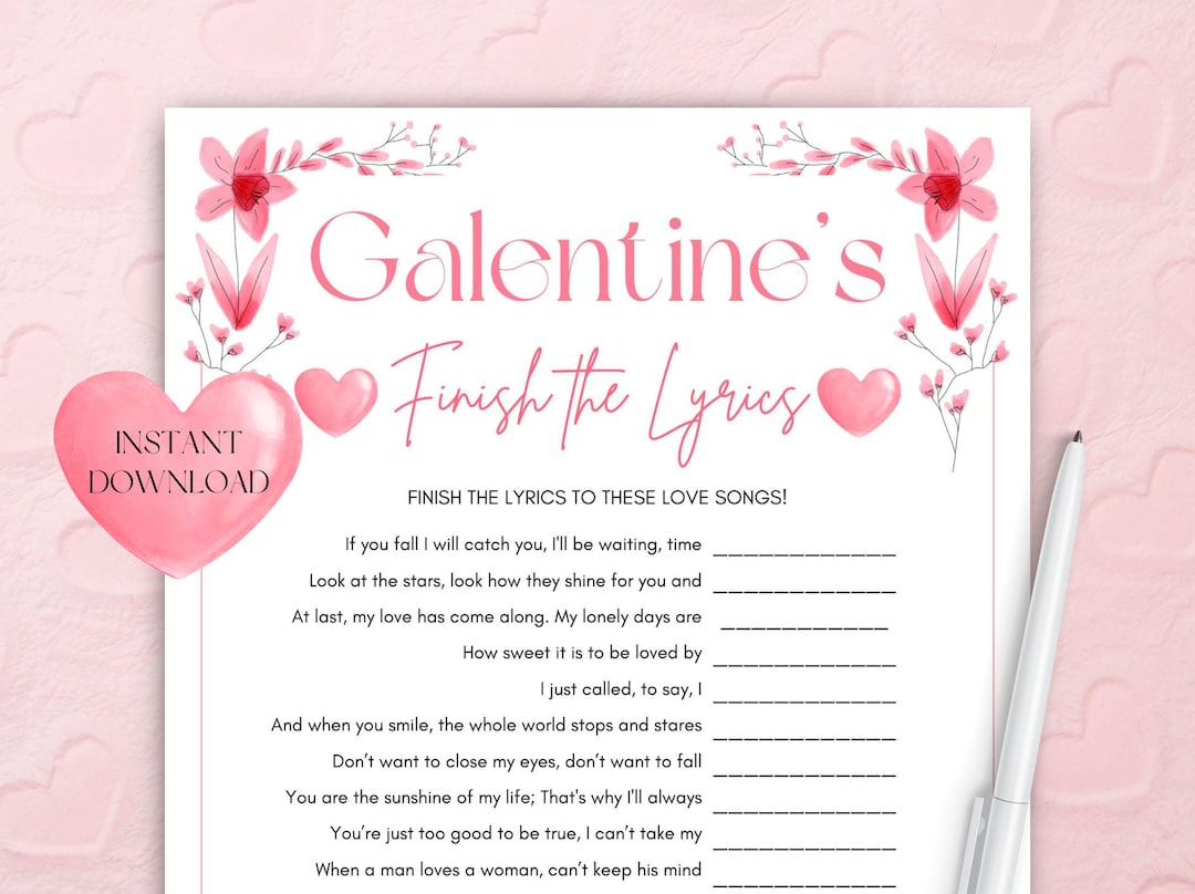 Finish the Lyrics Galentine's Game! PRINTABLE Galentine's Party Game ...