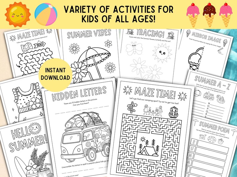 Kids Summer Activity Book PLUS Summer Journal Pages! PRINTABLE Kids ...