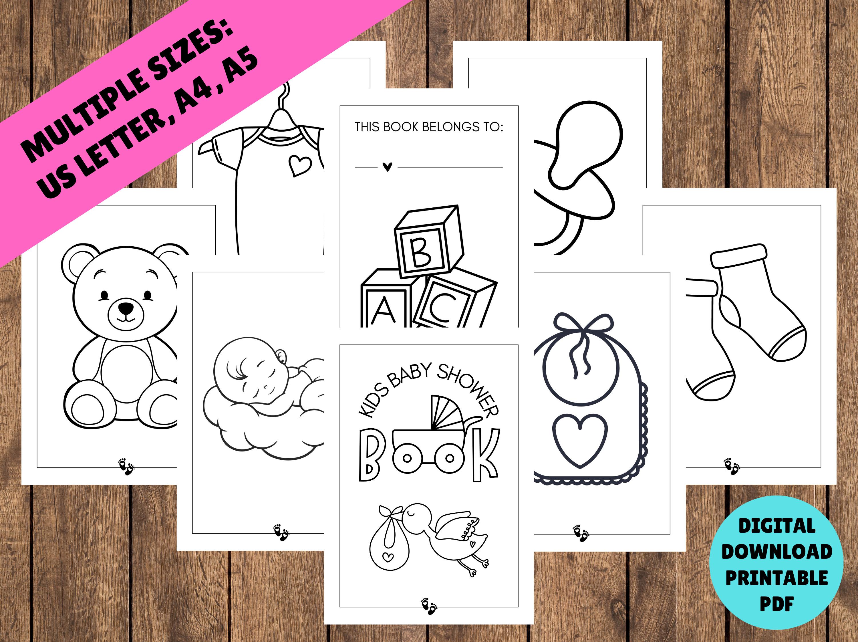 Kids Baby Shower Colouring in Pages - Toddler - Children - Coloring ...