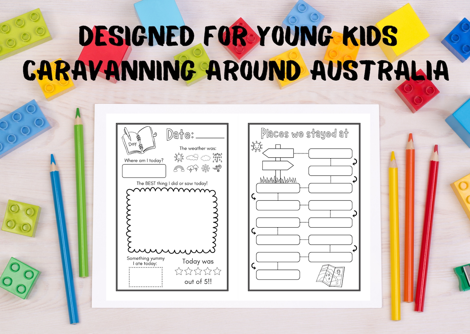 AUSTRALIAN Kids Travel Journal Bundle Caravan Travel Diary Instant ...