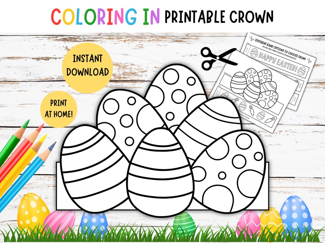 Easter Egg Paper Crown! PRINTABLE Coloring Crown! Kids Easter Craft ...