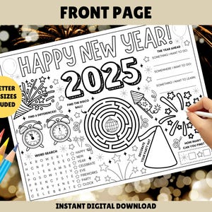 New Years Eve Activity Placemats for Kids - PRINTABLE New Years ...