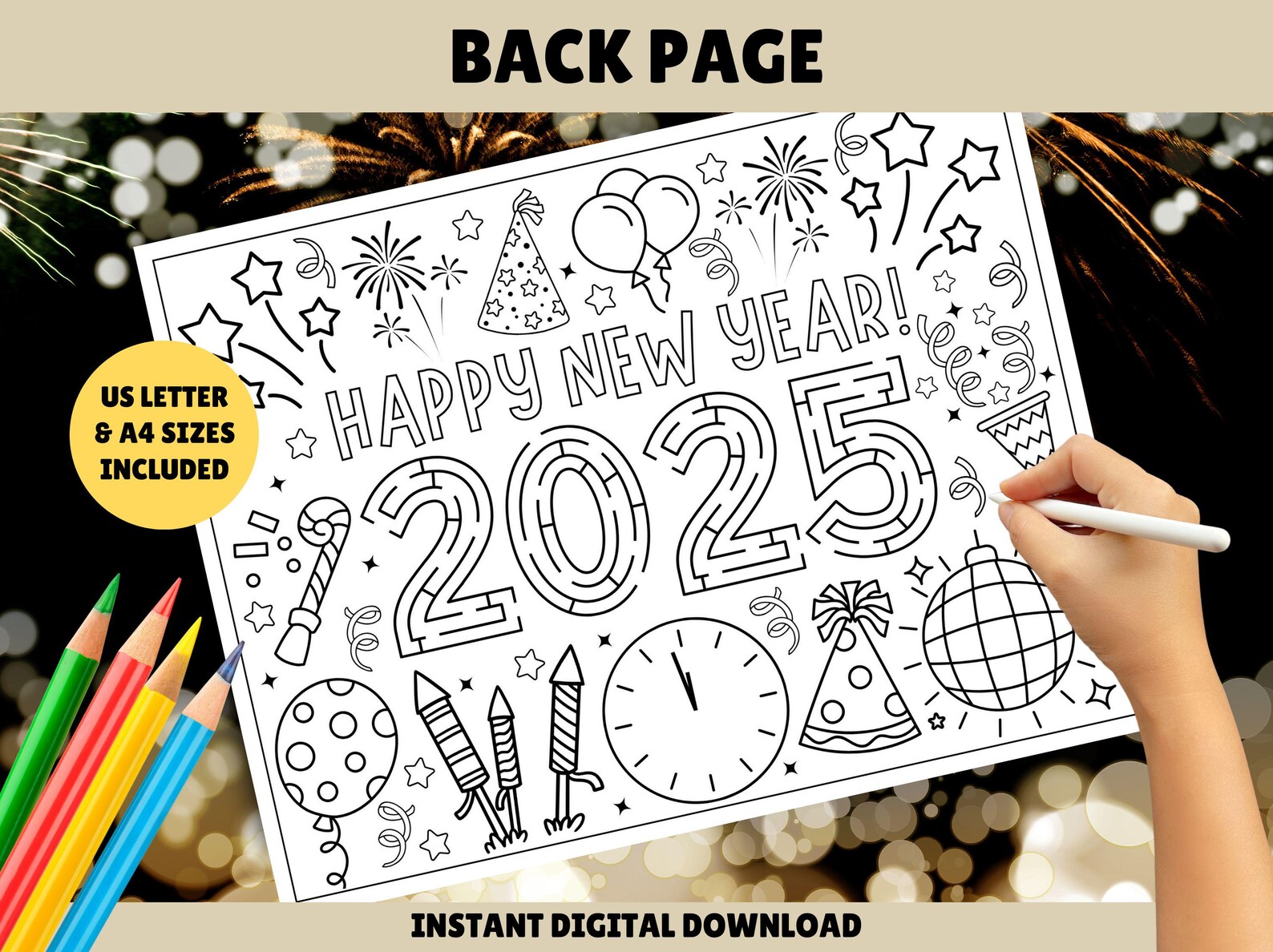 New Years Eve Activity Placemats for Kids - PRINTABLE New Years ...