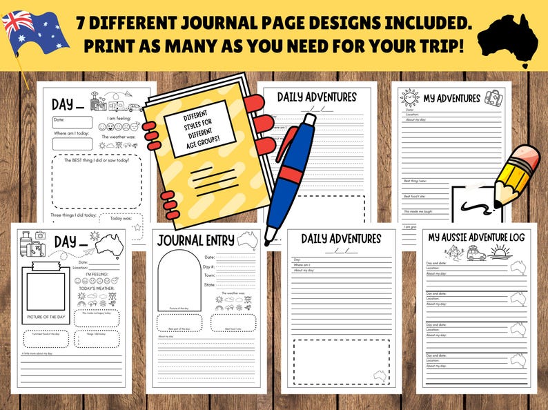 AUSTRALIAN Kids Travel Journal Bundle & Activity Book A4 Size Caravan ...