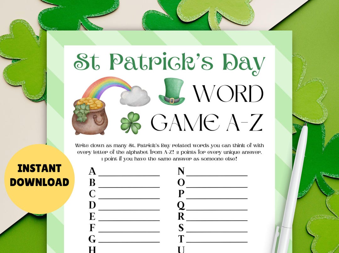 Word Game A-Z! PRINTABLE St Patrick's Day Game, St Patricks Day ...