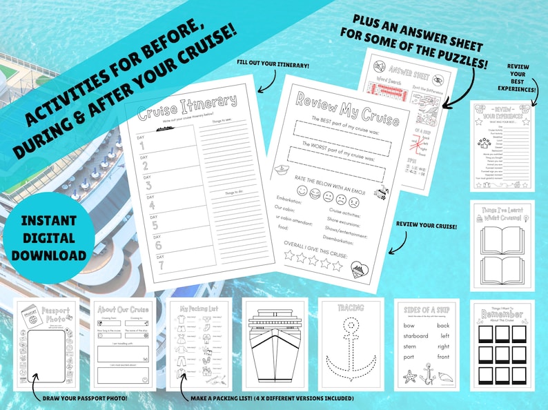 70+ Pages of Kids Cruise Activities & Cruise Journal! Printable PDF ...