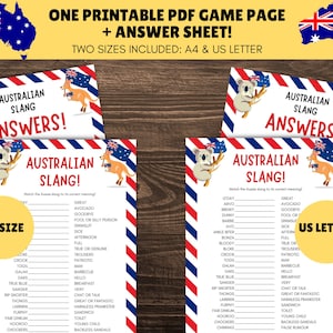 Australian Slang Game! PRINTABLE Aussie Slang Activity Game - Australia ...