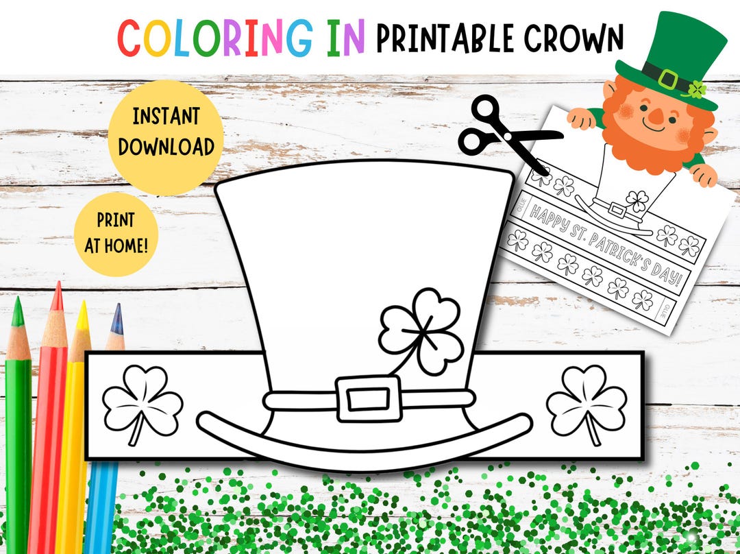 Printable Kids Coloring Crown for St Patrick's Day! St Patrick's Day ...