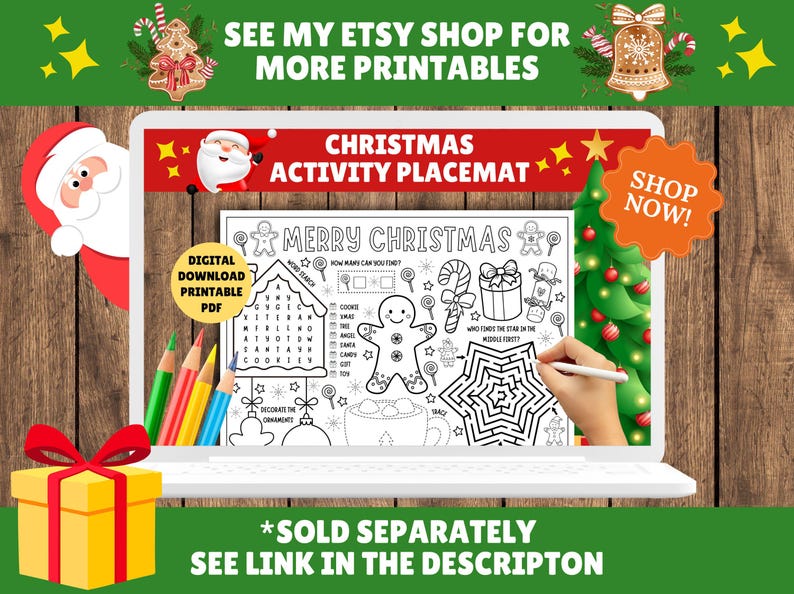Christmas Coloring Page for Kids - Printable Christmas Placemat ...