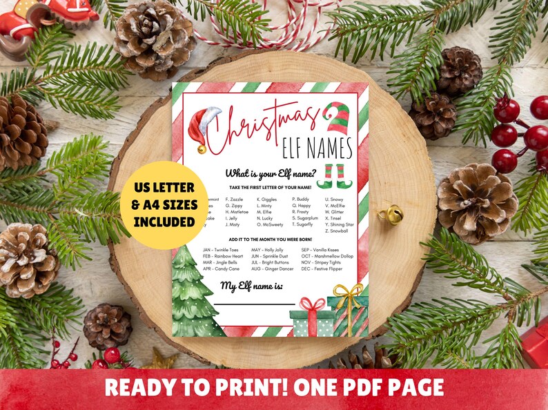 What is Your Elf Name - Printable Christmas Game - Christmas Party ...