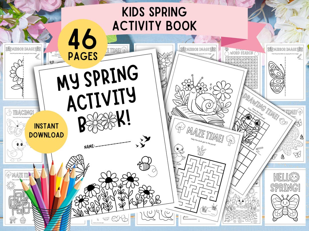 Kids Spring Activity Book! PRINTABLE Kids Spring Activity Pack, Kids ...