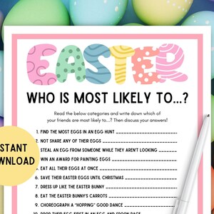 Easter Who is Most Likely To...? PRINTABLE Easter Game, Easter Activity ...