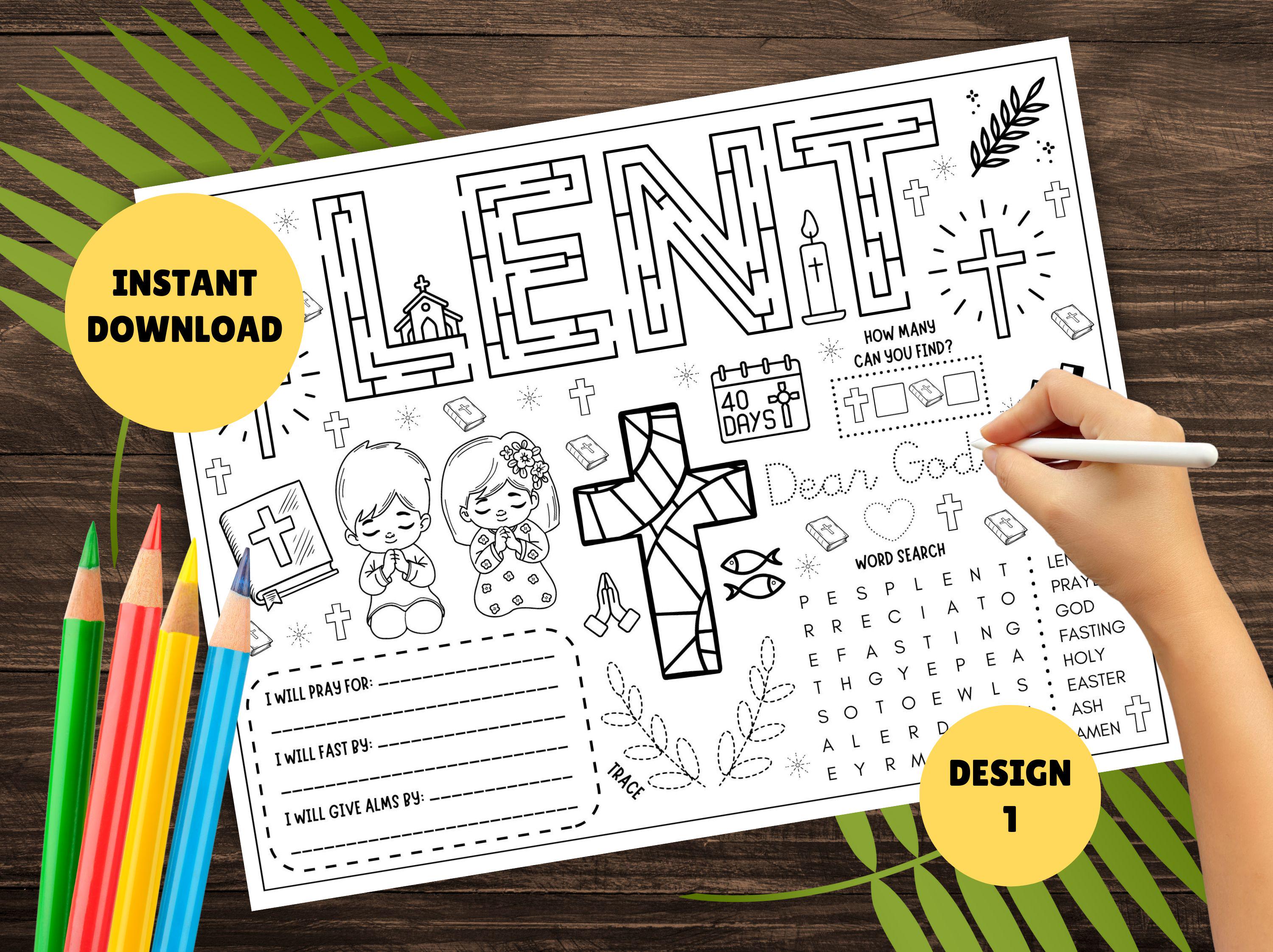 3 X Kids Holy Week Activity Placemats - PRINTABLE Kids Lent Placemat ...