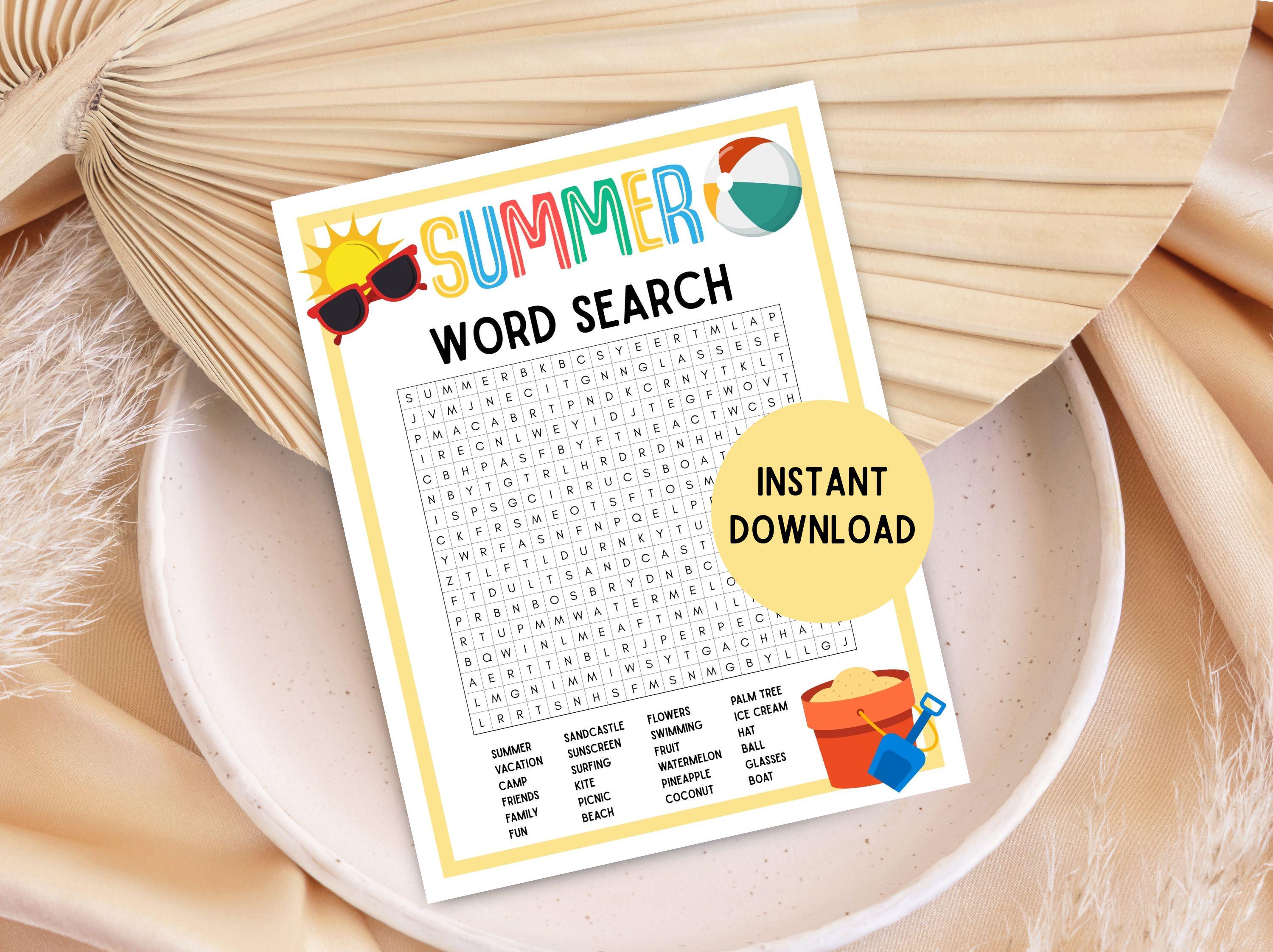 Summer Word Search Game! PRINTABLE Summer Find A Word, Word Finder ...