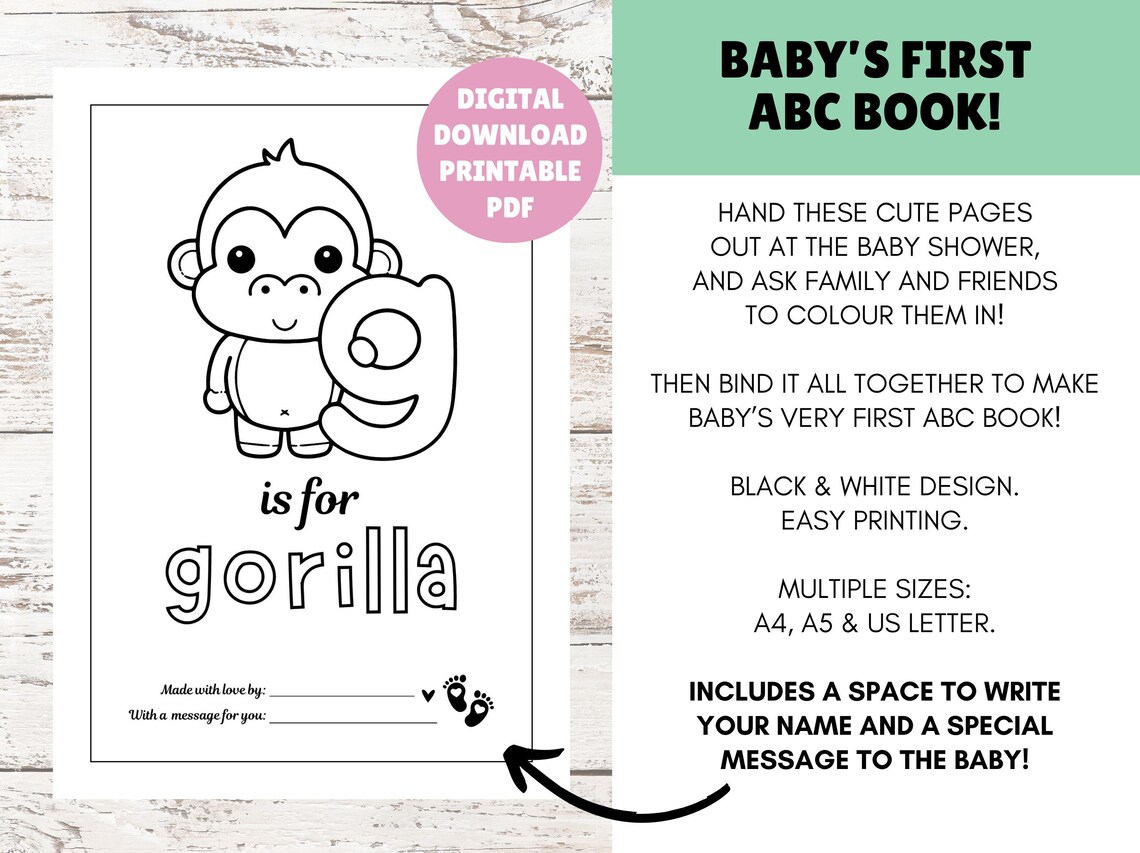 ABC Book - Baby's First ABC Book - Printable PDF Digital Download ...