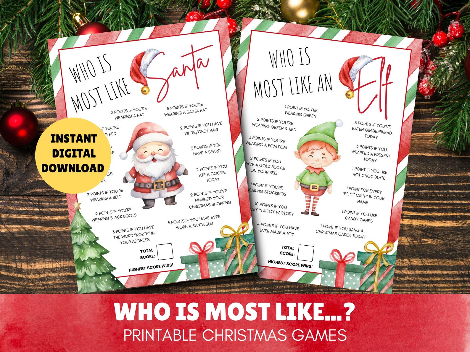 Who is Most Like Santa? Who is Most Like an Elf? Printable Christmas ...