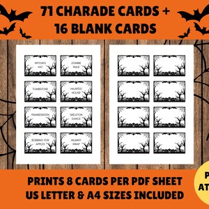 Halloween Charades & Pictionary Printable Cards - Halloween Printables ...