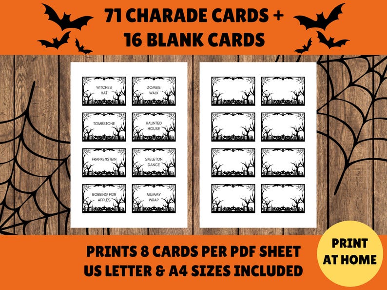 Halloween Charades & Pictionary Printable Cards - Halloween Printables ...