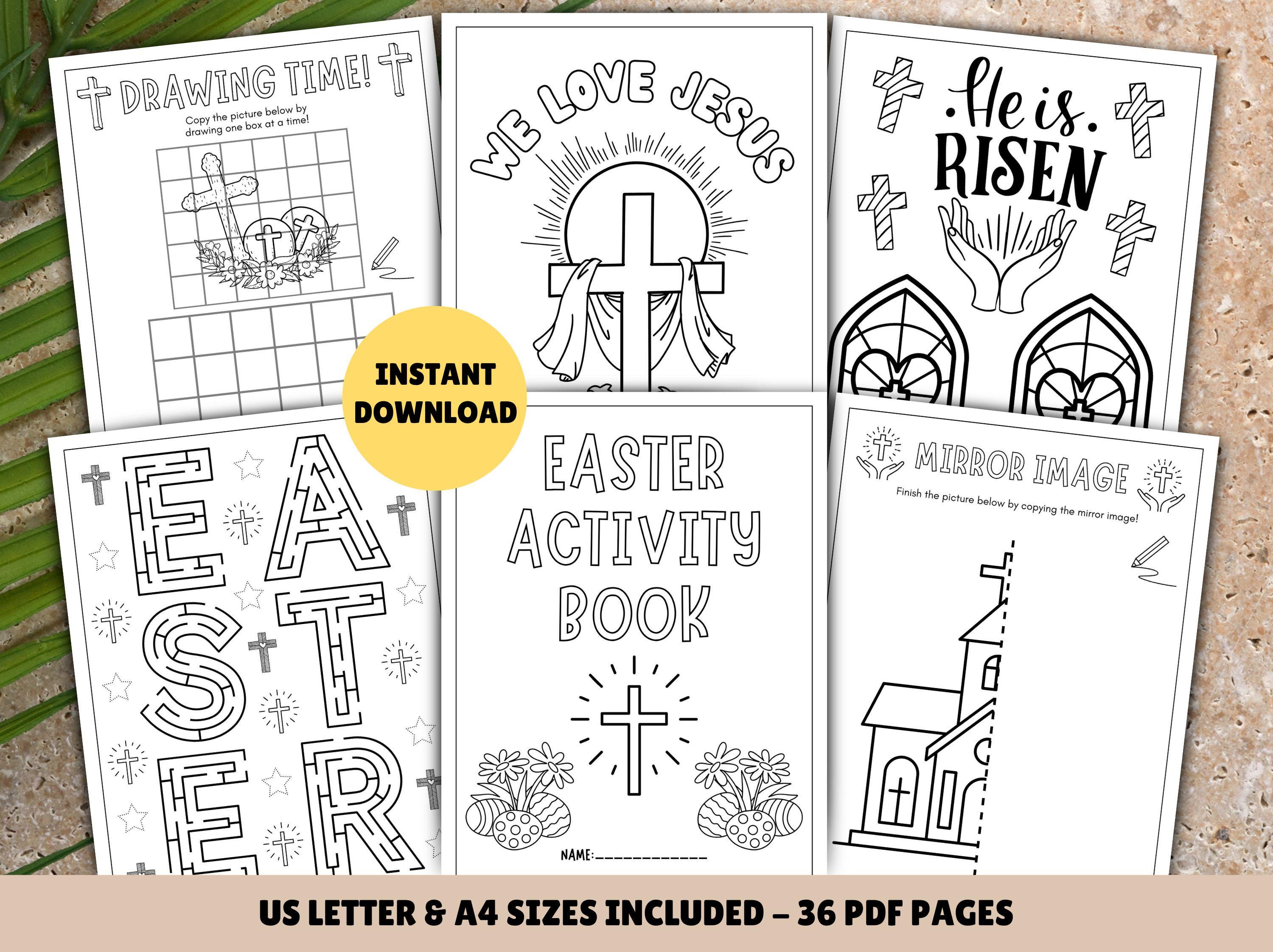 36 X Pages - Kids Religious Easter Activity Book! PRINTABLE Kids ...