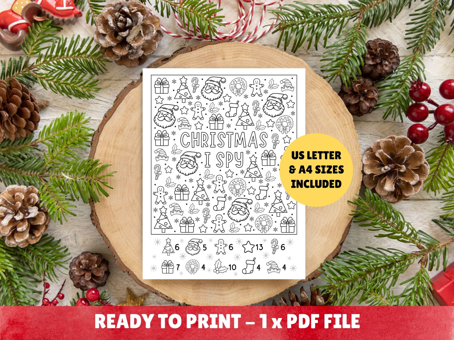 Christmas I Spy Coloring Page for Kids - Christmas I Spy Game ...
