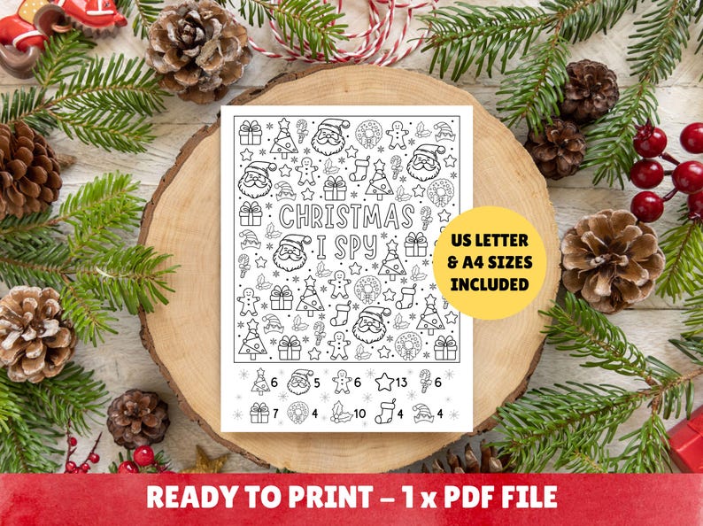 Christmas I Spy Coloring Page for Kids - Christmas I Spy Game ...