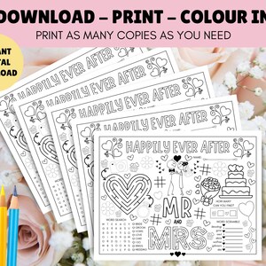 Wedding Activity Placemat for KIDS!! Kids Activity Mat for a Wedding ...