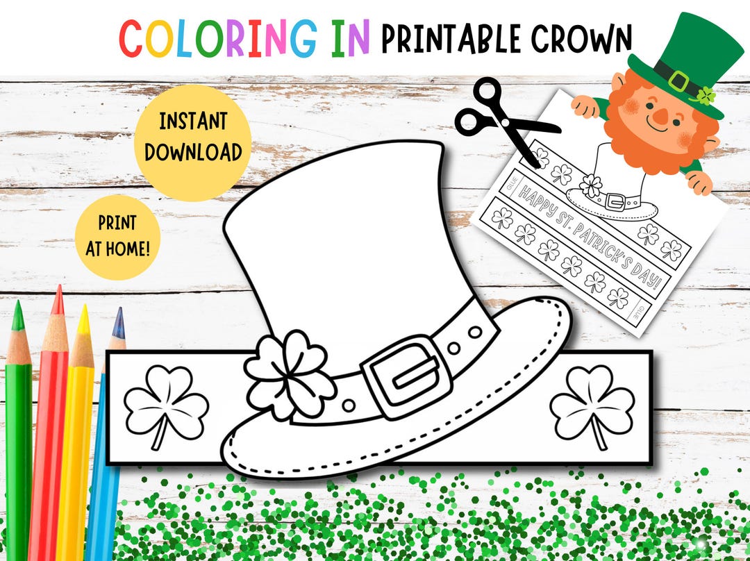 Printable Kids Crown for St Patrick's Day! St Patrick's Day Leprechaun ...