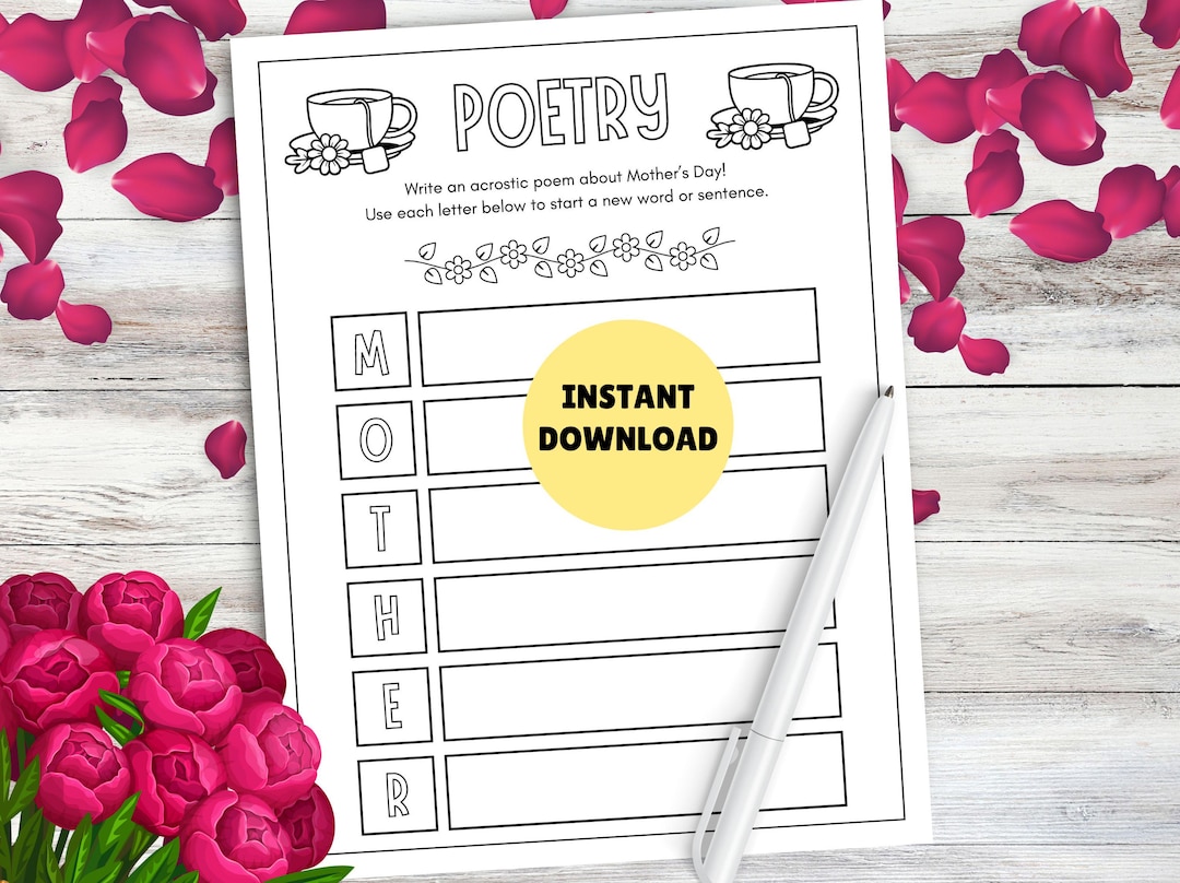 Mother's Day Poem Activity for Kids! PRINTABLE Kids Mother's Day ...