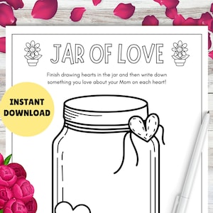 Jar of Love Activity Page! PRINTABLE Kids Mother's Day Activity, All ...