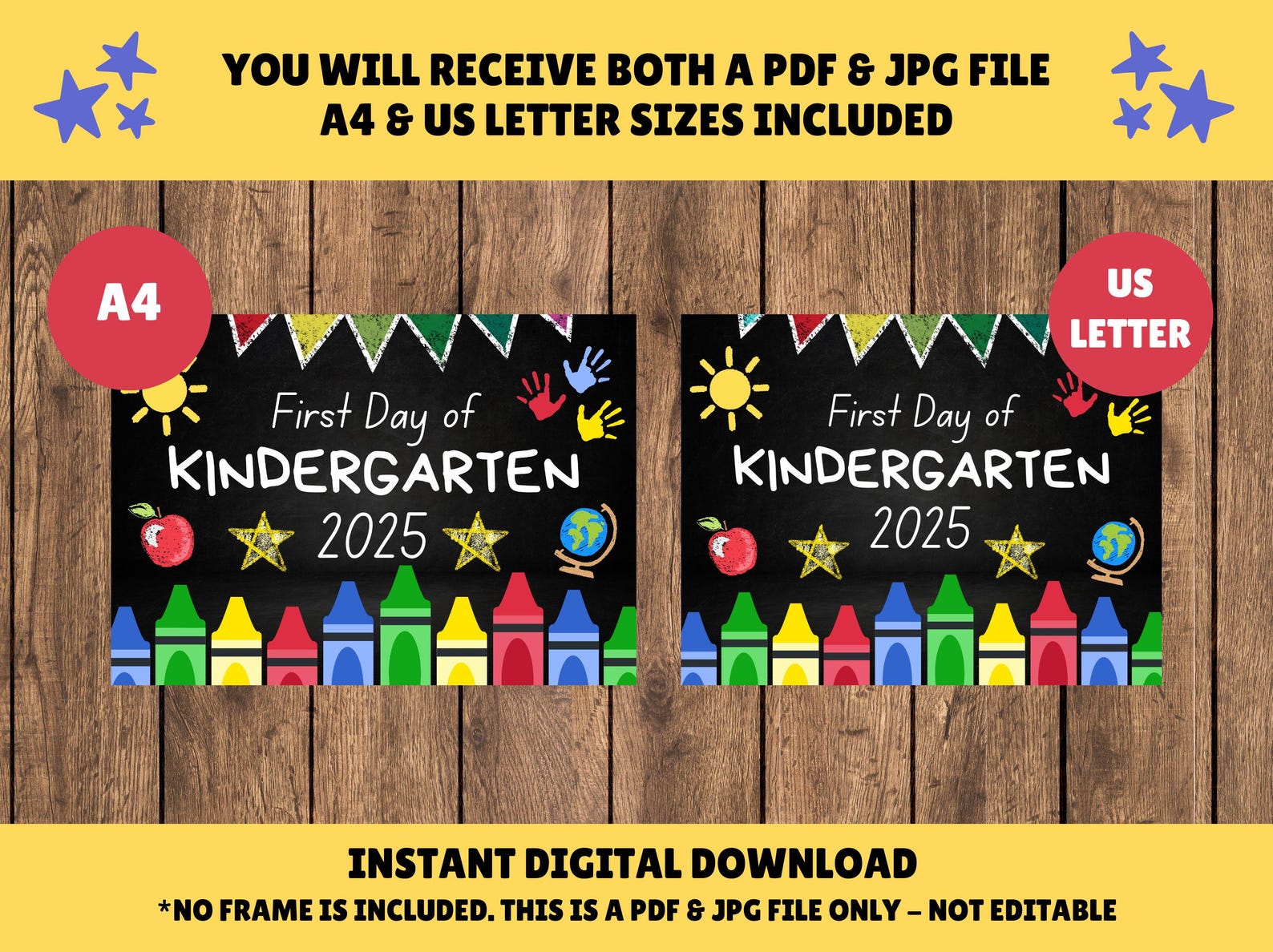 First Day of Kindergarten 2025 - PRINTABLE Digital Chalkboard Sign ...