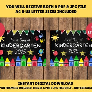 First Day of Kindergarten 2025 - PRINTABLE Digital Chalkboard Sign ...