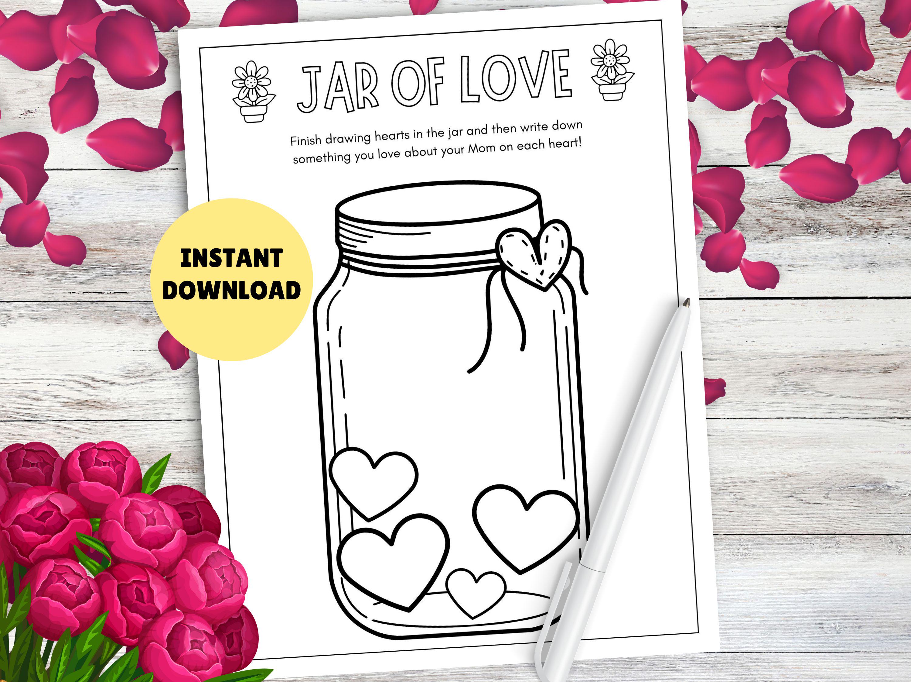 Jar of Love Activity Page! PRINTABLE Kids Mother's Day Activity, All ...