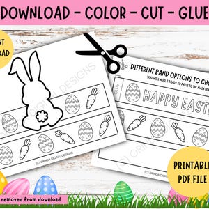 Easter Bunny Tail Paper Crown! PRINTABLE Coloring Crown! Kids Easter ...