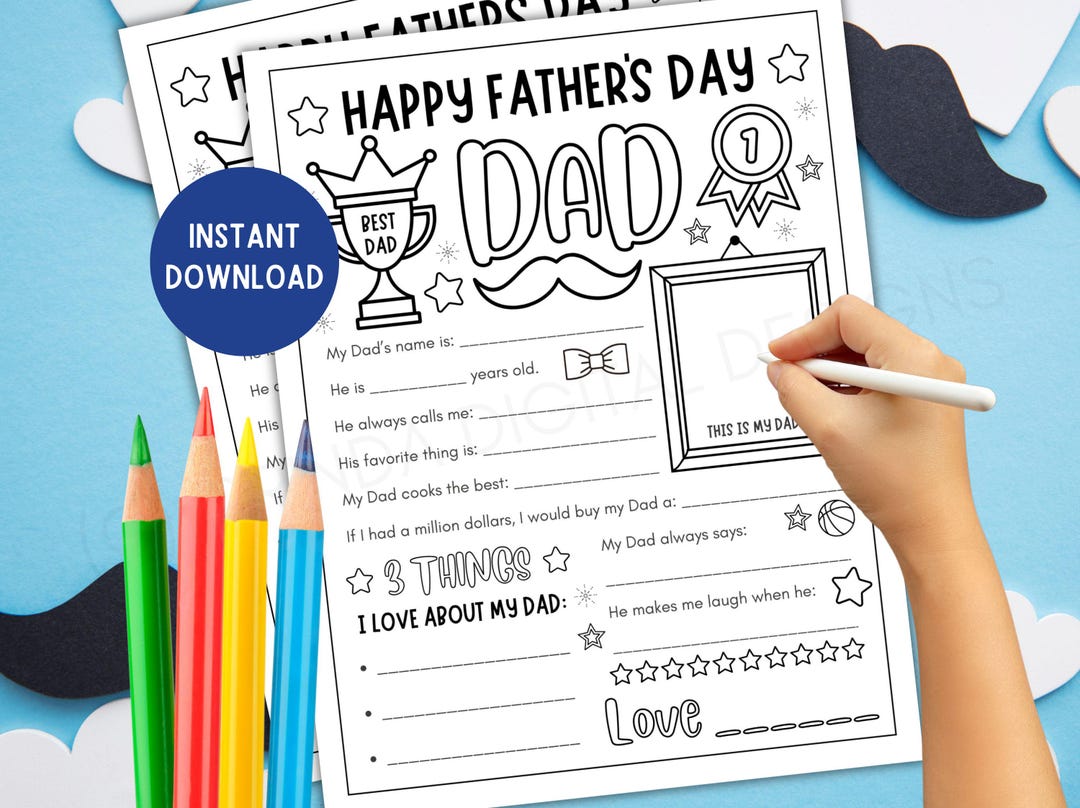 Dad - Happy Father's Day! PRINTABLE All About My Dad Activity PDF Page ...