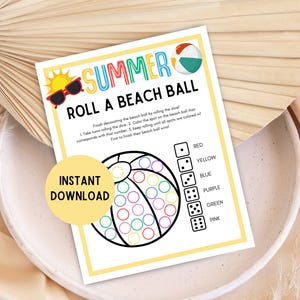 Summer Roll A Beach Ball Game! PRINTABLE Summer Roll A Beach Ball Dice ...