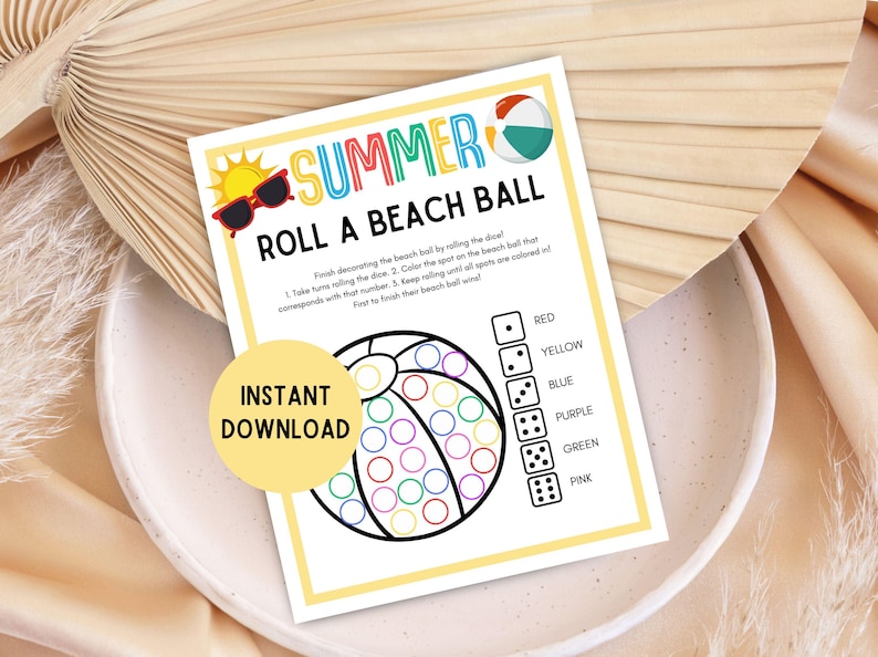 Summer Roll A Beach Ball Game! PRINTABLE Summer Roll A Beach Ball Dice ...