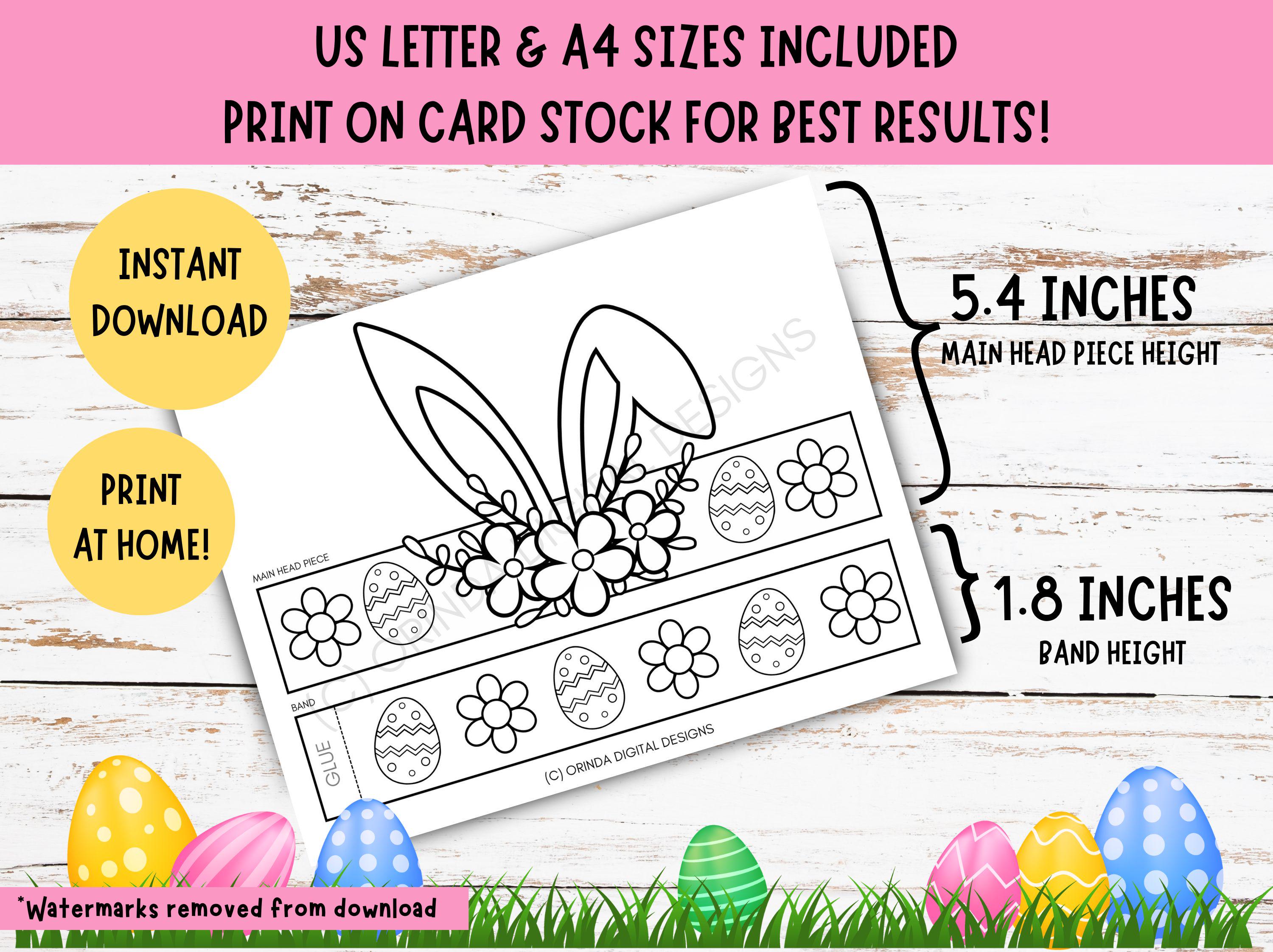 Floral Bunny Ears Paper Crown! PRINTABLE Easter Coloring Crown! Kids ...