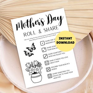 Roll & Share Dice Game! PRINTABLE Mother's Day Dice Game, Mothers Day ...