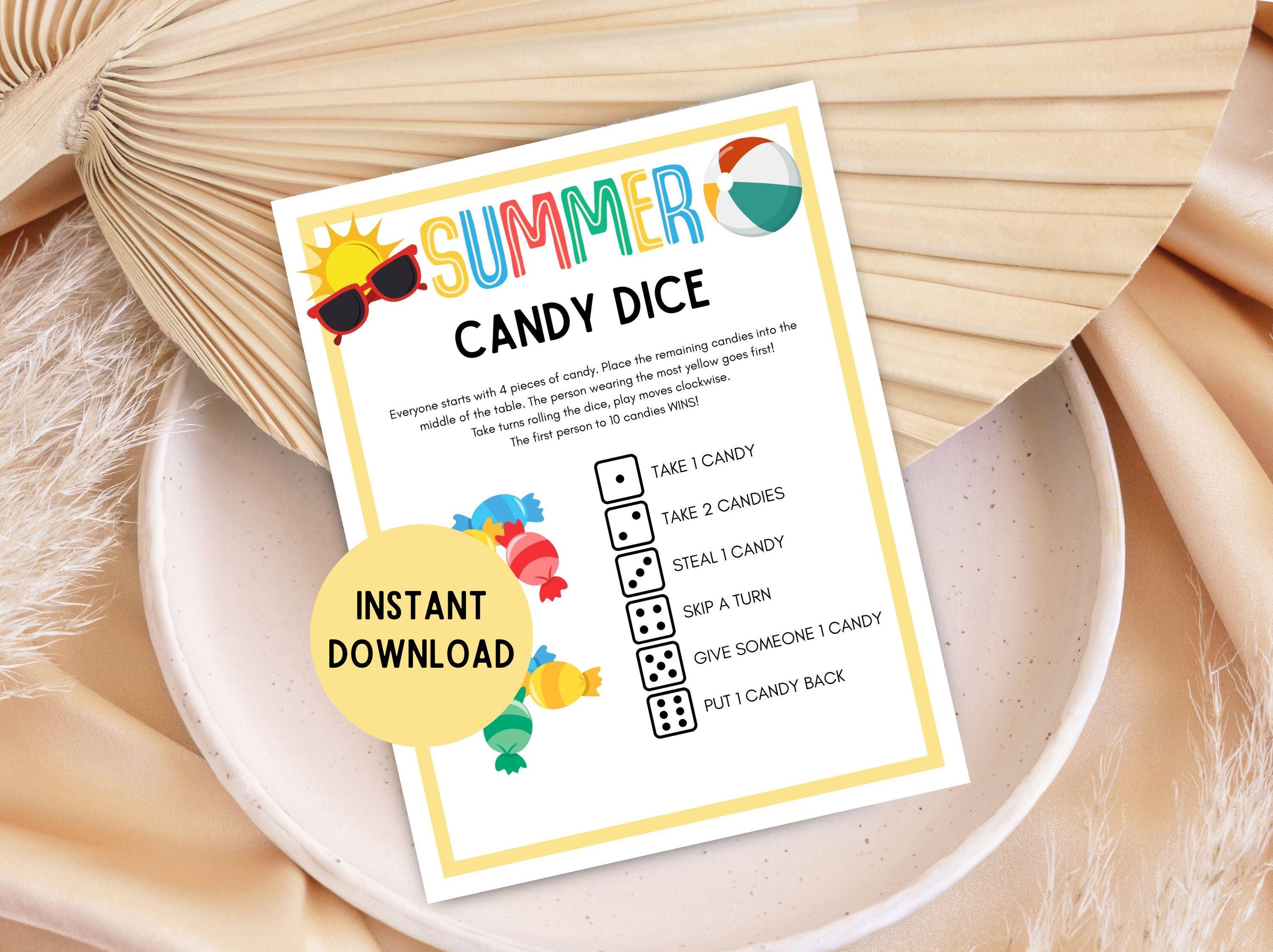 Summer Candy Dice Game! PRINTABLE Summer Dice Game, Fun Summer Game ...