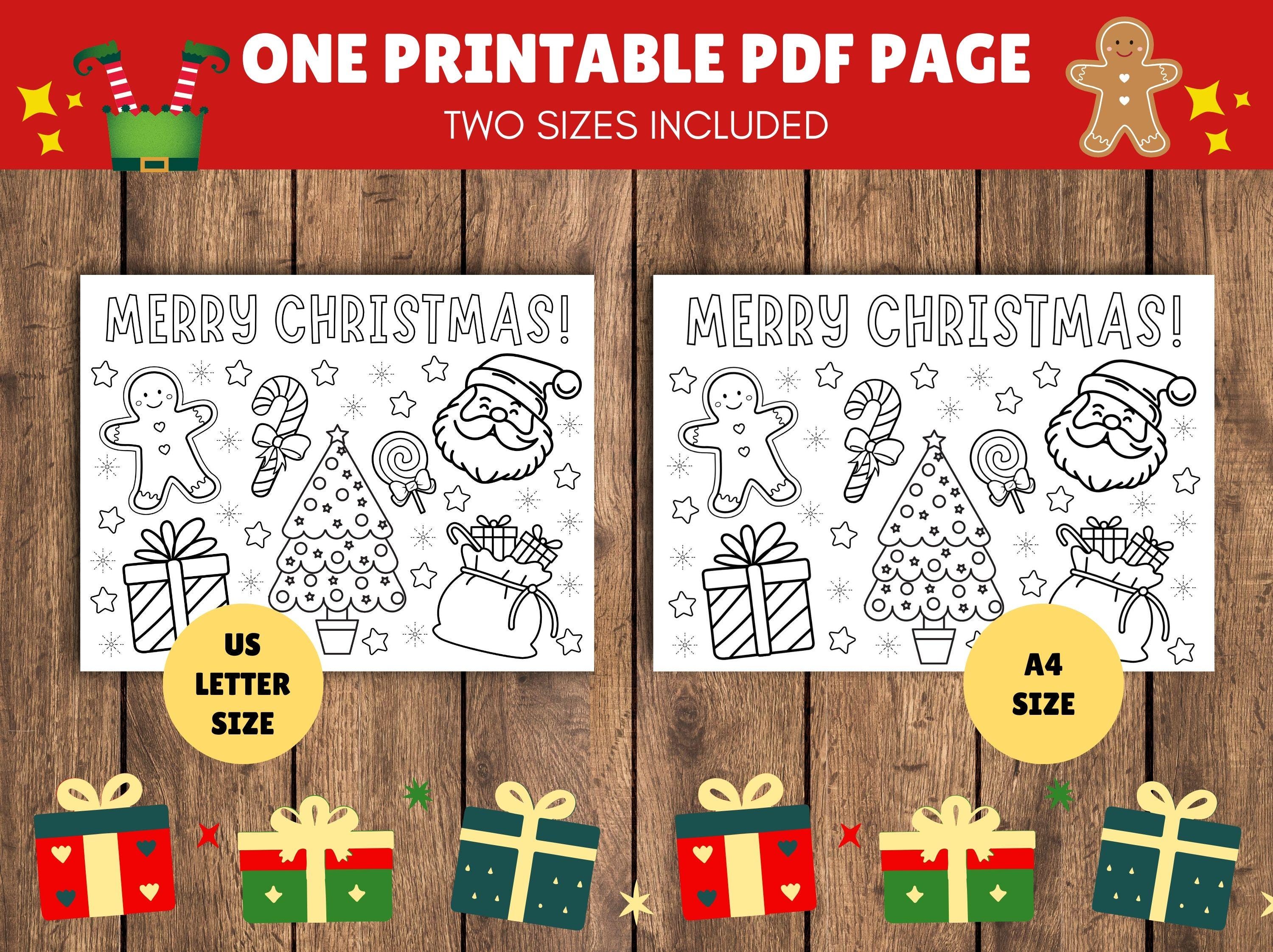 Christmas Coloring Page for Kids - Printable Christmas Placemat ...