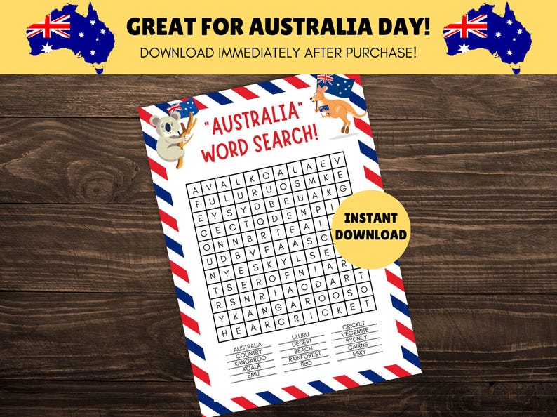 Australian Word Search! PRINTABLE Aussie Word Search Activity ...