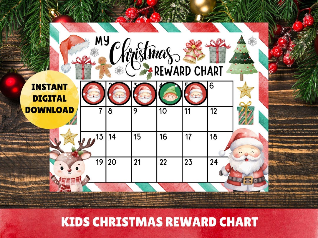 Kids Christmas Reward Chart - Naughty or Nice? PRINTABLE PDF Download ...