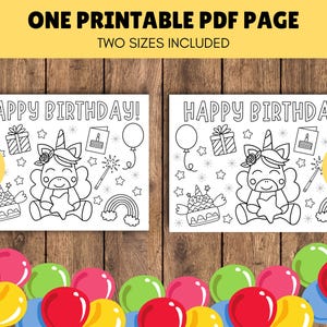 Printable Birthday Coloring Page for Kids - Unicorn Theme - Activity ...